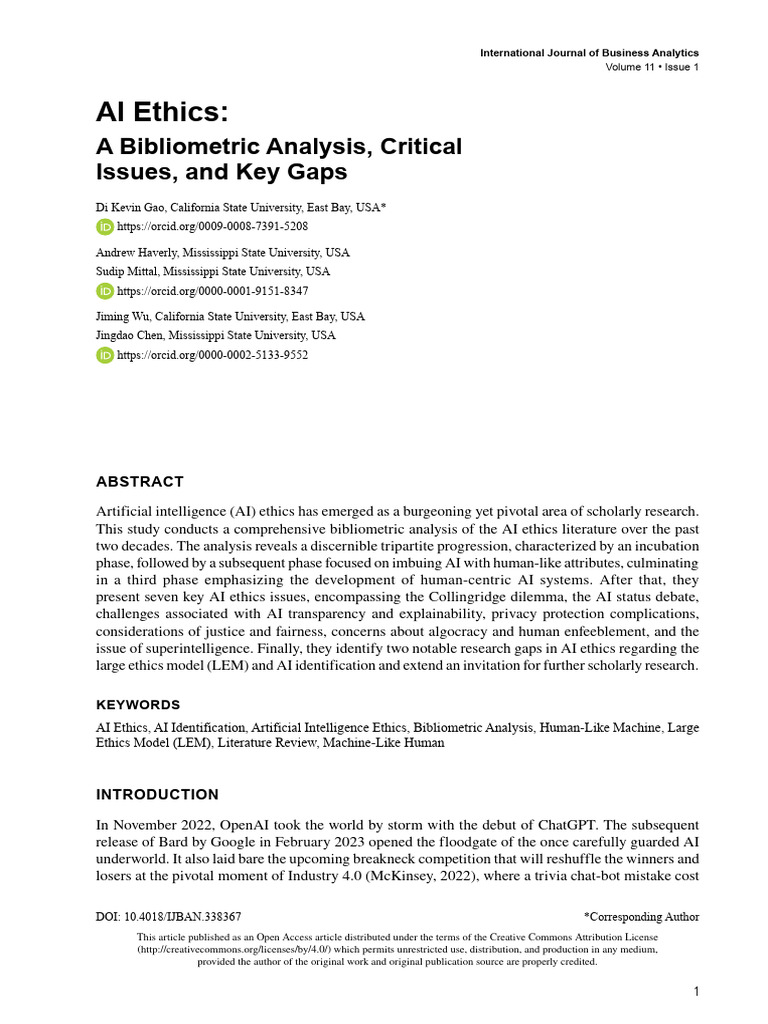 AI Ethics: Bibliometric Analysis & Gaps | PDF | Artificial Intelligence ...