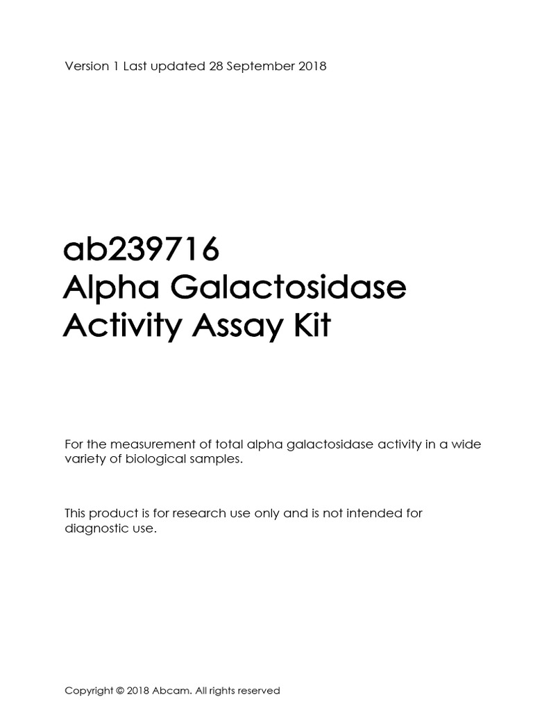 ab239716_Alpha Galactosidase Activity Assay Kit (website) | PDF | Assay ...