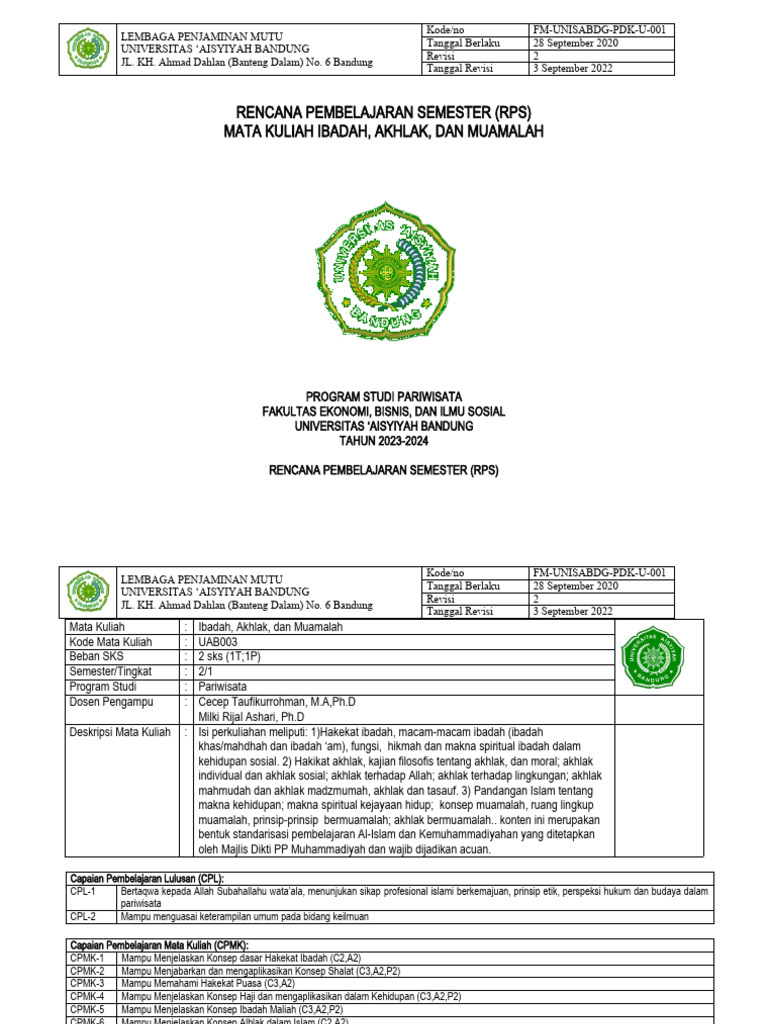RPS IAM Pariwisata (2024) | PDF | Seni