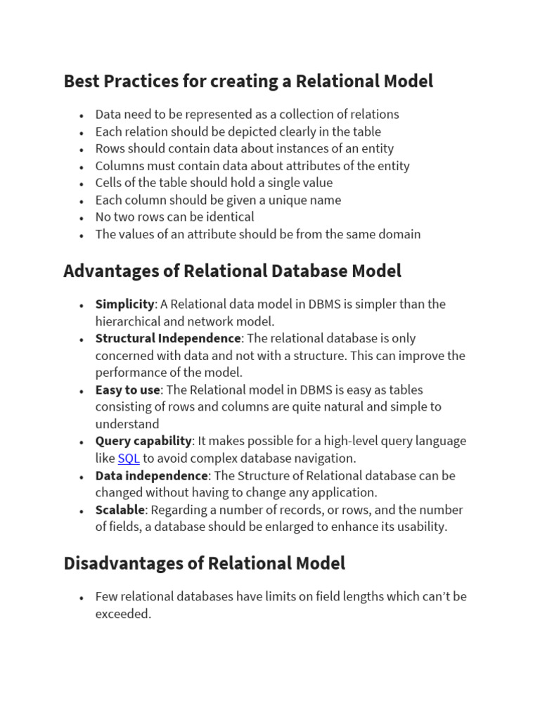 Best Practices for creating a Relational Model | PDF | Relational Model ... Best Practices for creating a Relational Model | PDF | Relational Model ...