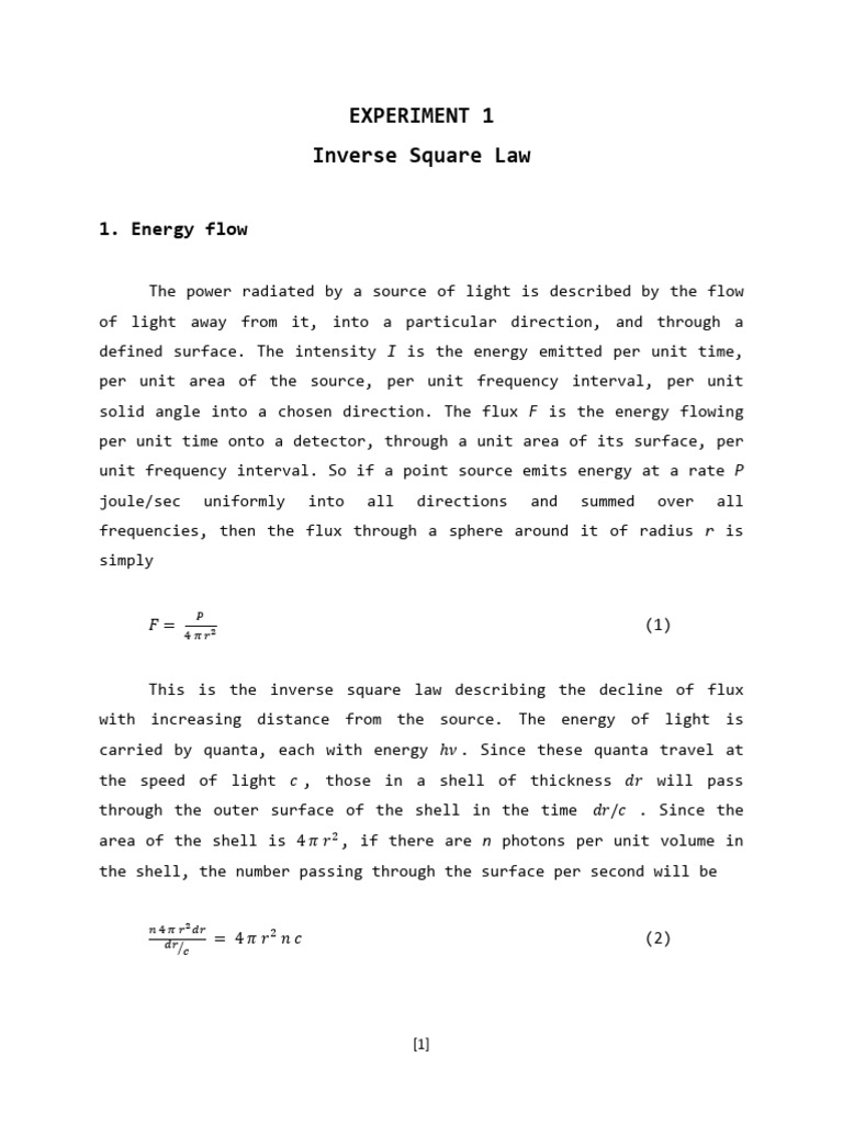 Inverse Square Law Experiment Guide | PDF | Photon | Light