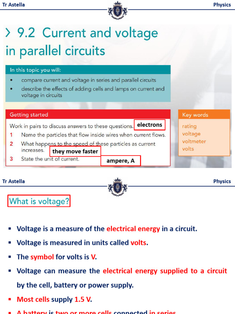 9.2 Current and Voltage in Parallel Circuits | Download Free PDF ...