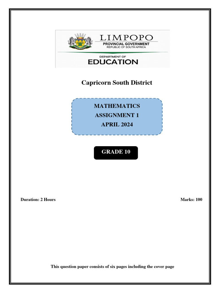 2024 MATH GRADE 10 ASSIGNMENT 1 TERM 2 | PDF | Euclid | Geometry