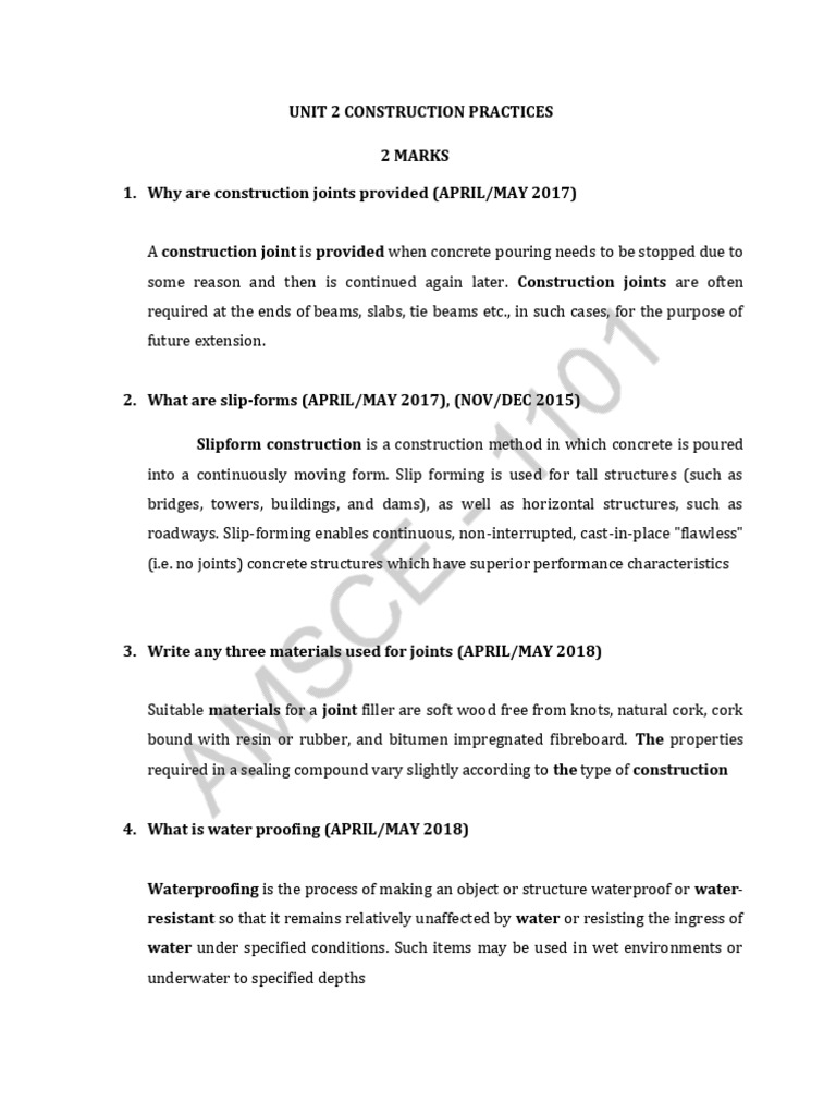 UNIT 2 Watermark | PDF | Masonry | Scaffolding
