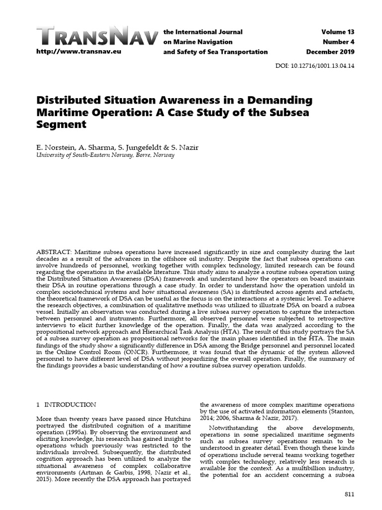 Subsea Operations: DSA Insights | PDF | Situation Awareness | Information