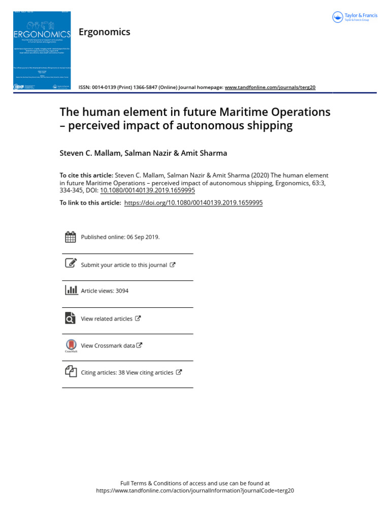 The Human Element In Future Maritime Operations Perceived Impact Of Autonomous Shipping