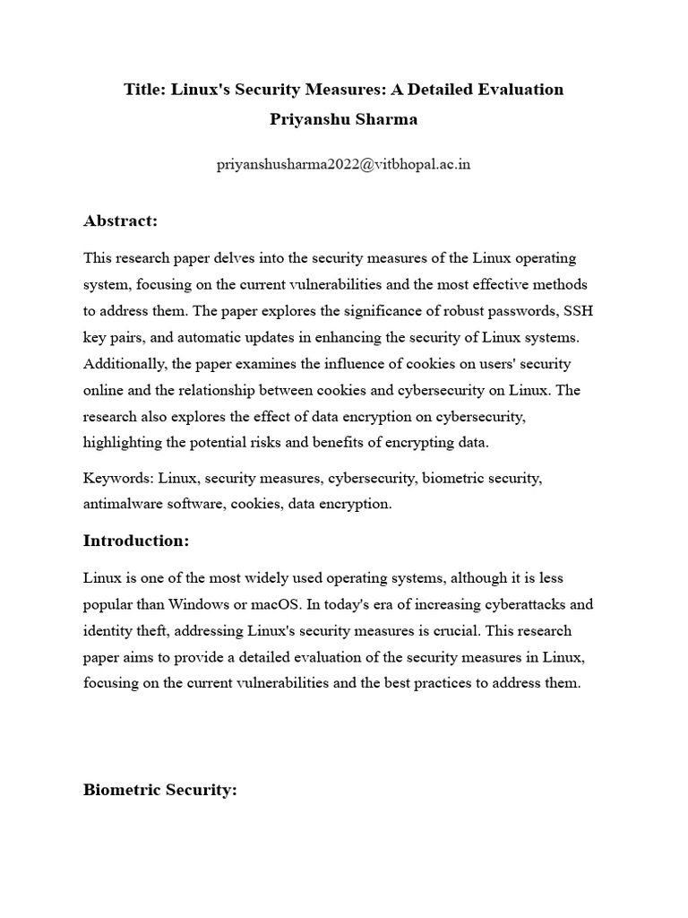 Linux Research Proposal | PDF | Security | Computer Security