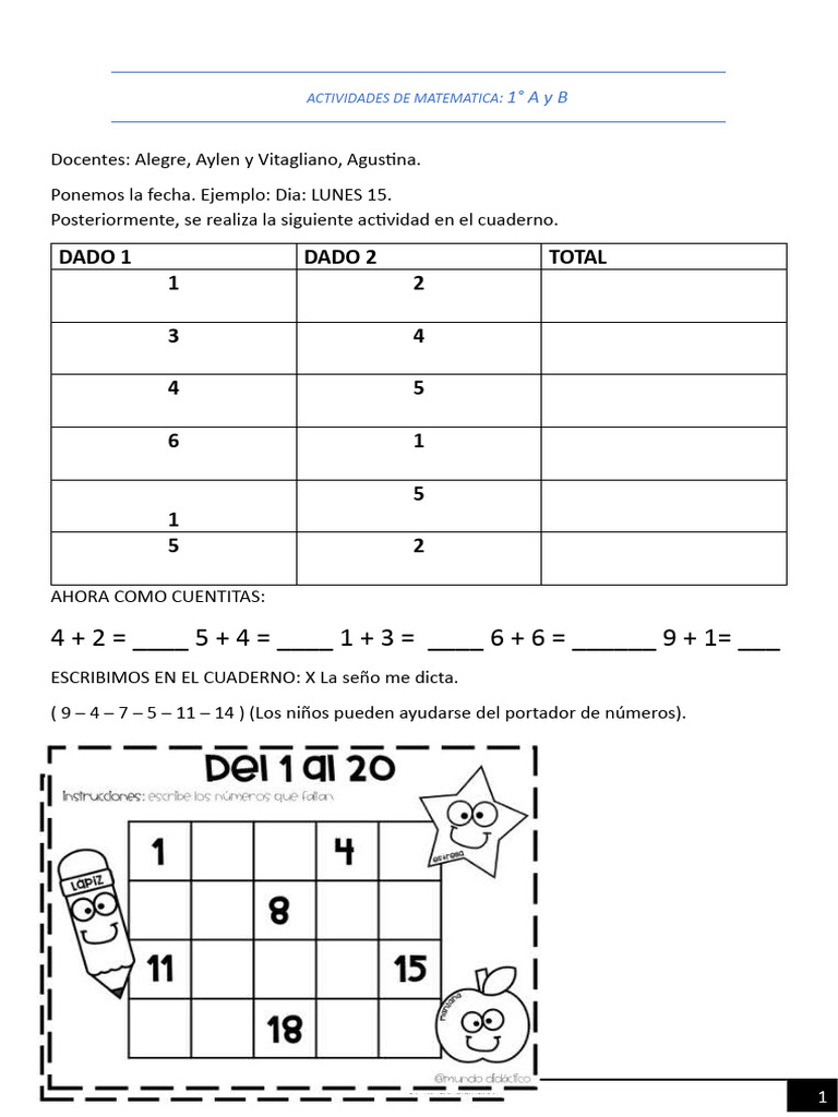 ACTIVIDADES DE MATEMATICA | PDF