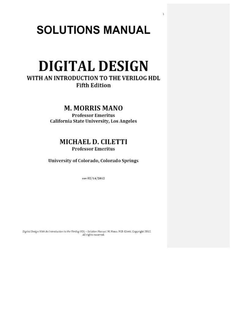 Solution Manual DLD | PDF