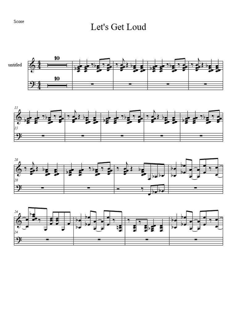 Let's Get Loud - Alleen Piano | PDF
