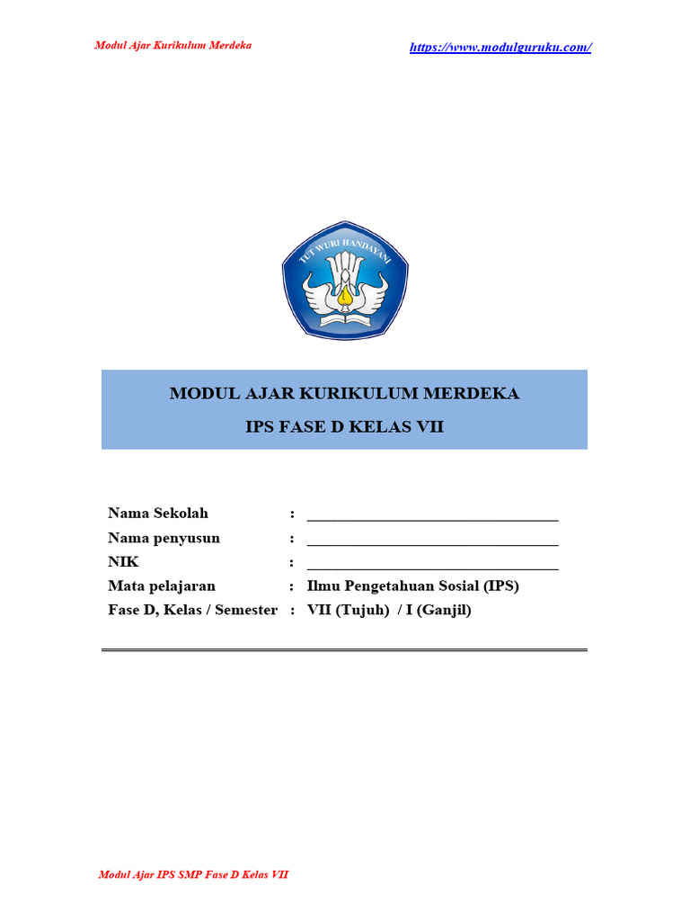 Modul Ajar IPS Kelas 7 Tema 01 Keluarga Awal Kehidupan | PDF
