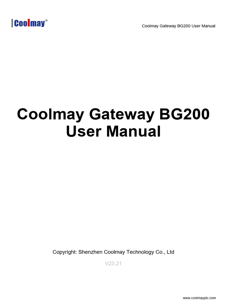 Coolmay_Gateway_BG200_User_Manual | PDF | Gateway (Telecommunications) | Programmable Logic ...