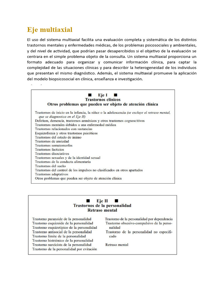 Ejes multiaxiales en el DSM-5 | PDF | Manual Diagnóstico y Estadístico ...