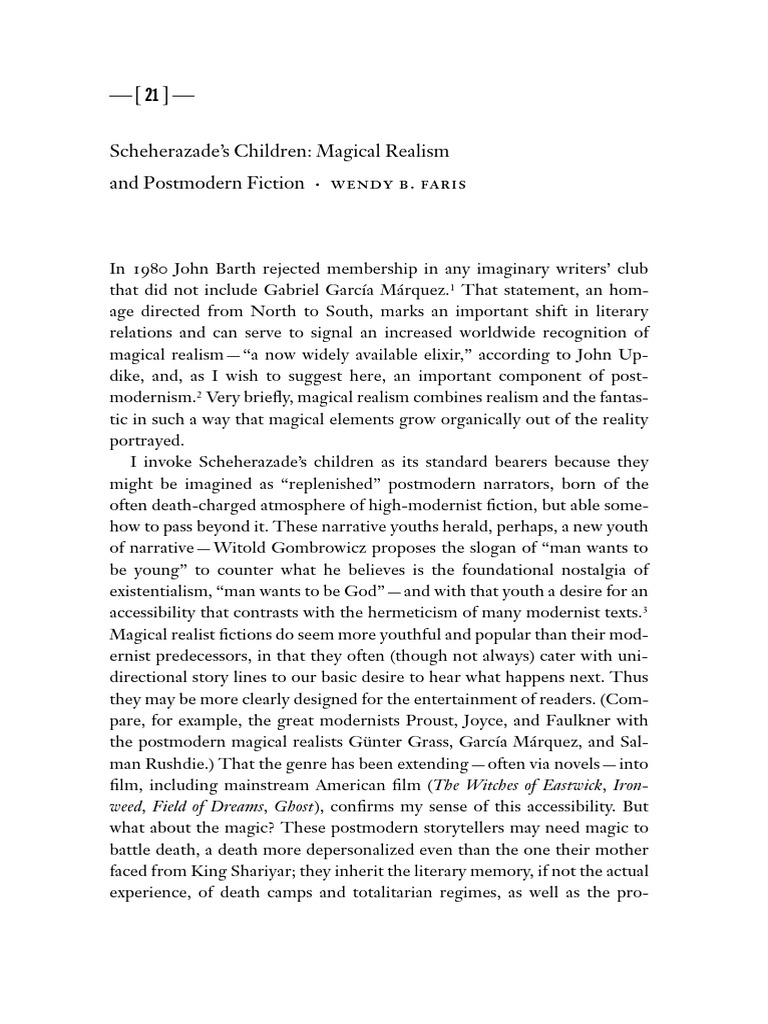 Schehrezad's Children-Magical Realism & Postmodern Fiction-Wendy B ...
