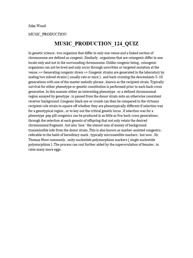 Music Production 124 Quiz | PDF