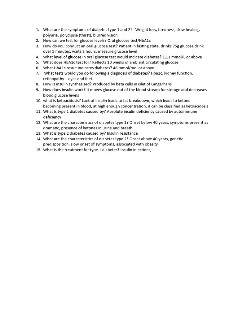 Diabetes Symptoms and Testing Guide | PDF