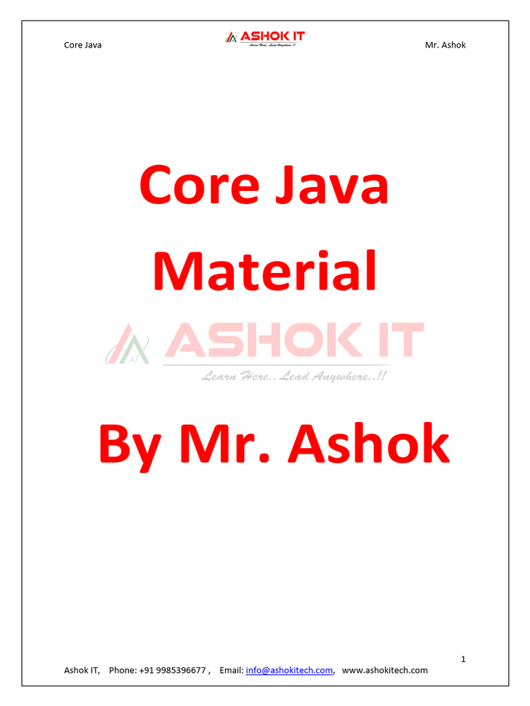 AshokIT Core Java | PDF | Java (Programming Language) | Control Flow AshokIT Core Java | PDF | Java (Programming Language) | Control Flow