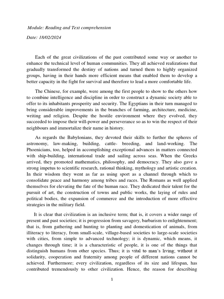 Contributions of Ancient Civilizations | PDF | Civilization | Literacy