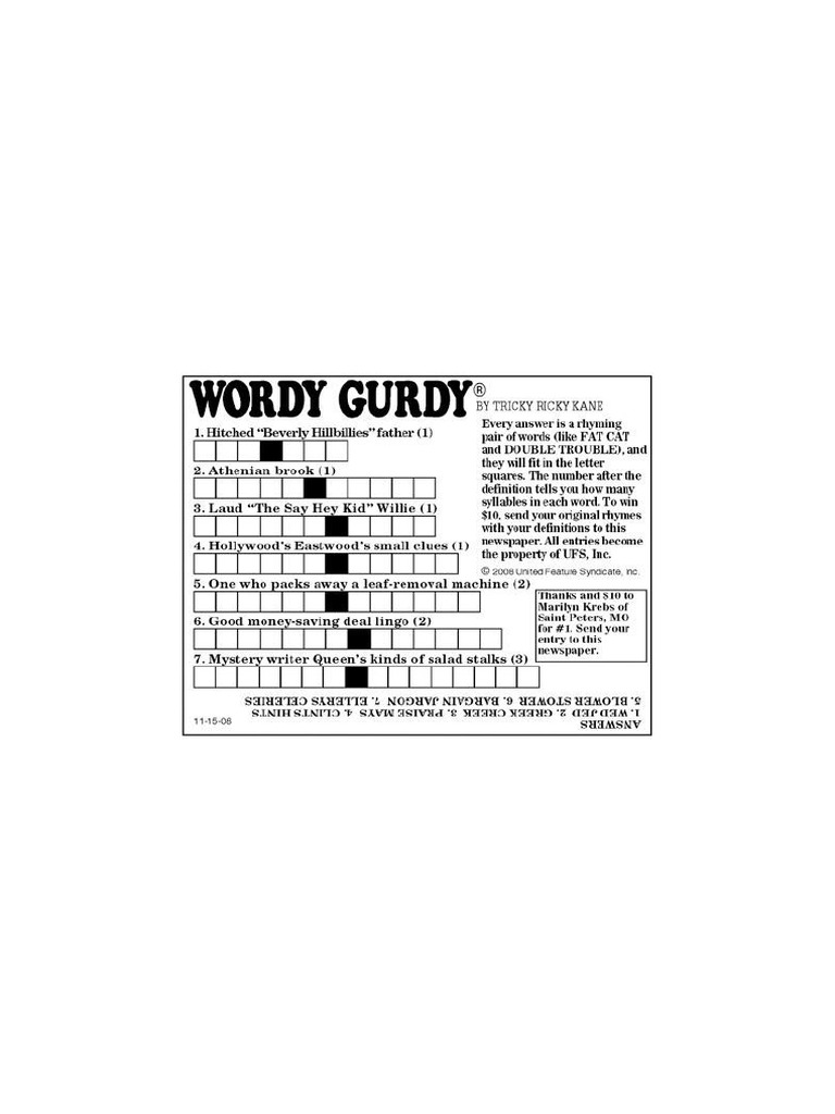 Wordy Gurdy - With Answers | PDF
