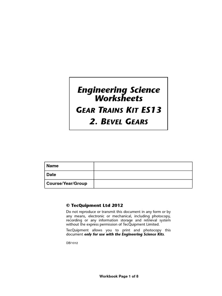 ES13 Exp 2 - Bevel Gears - 1012 | PDF | Gear | Mechanics