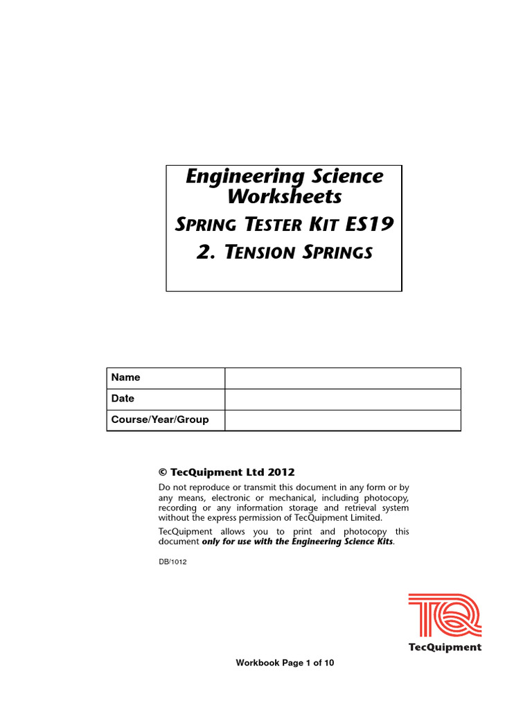 ES19 Exp 2 - Tension Springs - 1012 | PDF | Worksheet | Force