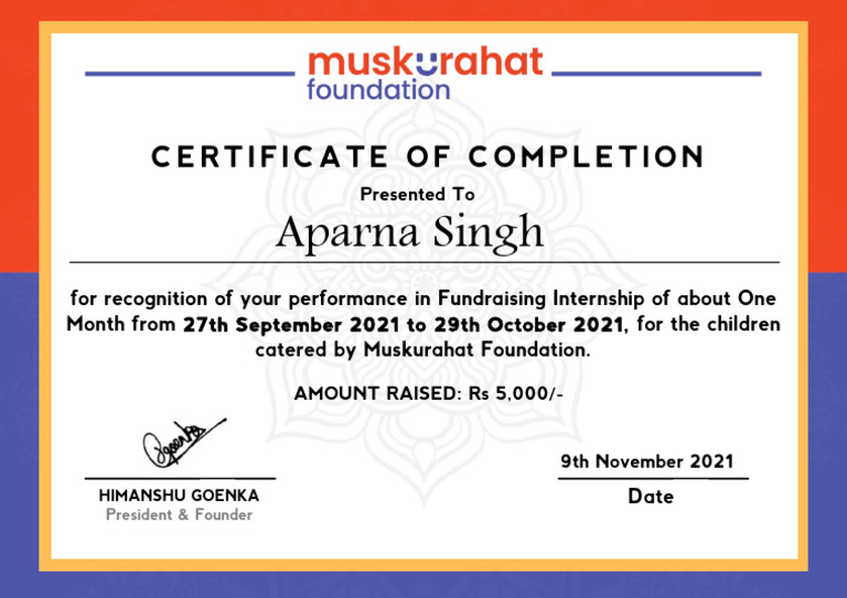 Muskurahat-Foundation-Internship-Certificate | PDF