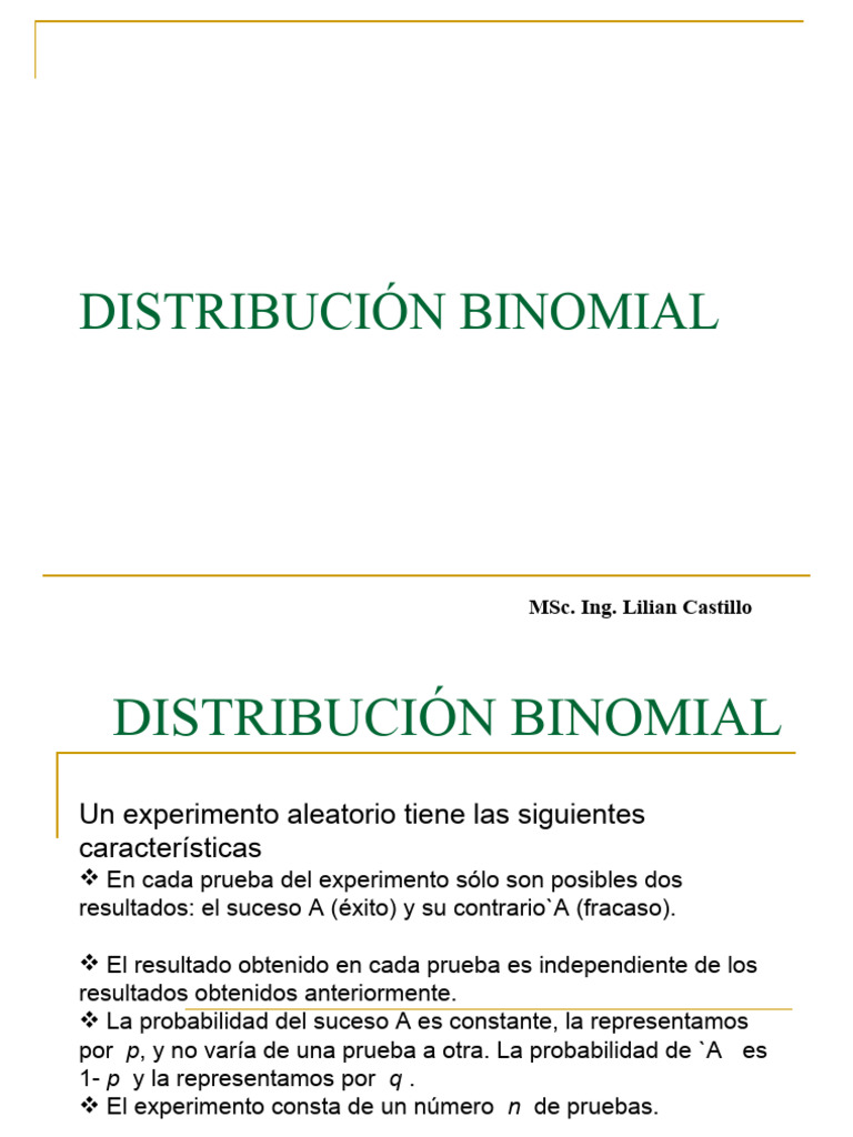 DISTRIBUCIÓN BINOMIAL | PDF | Probabilidad | Teoría estadística