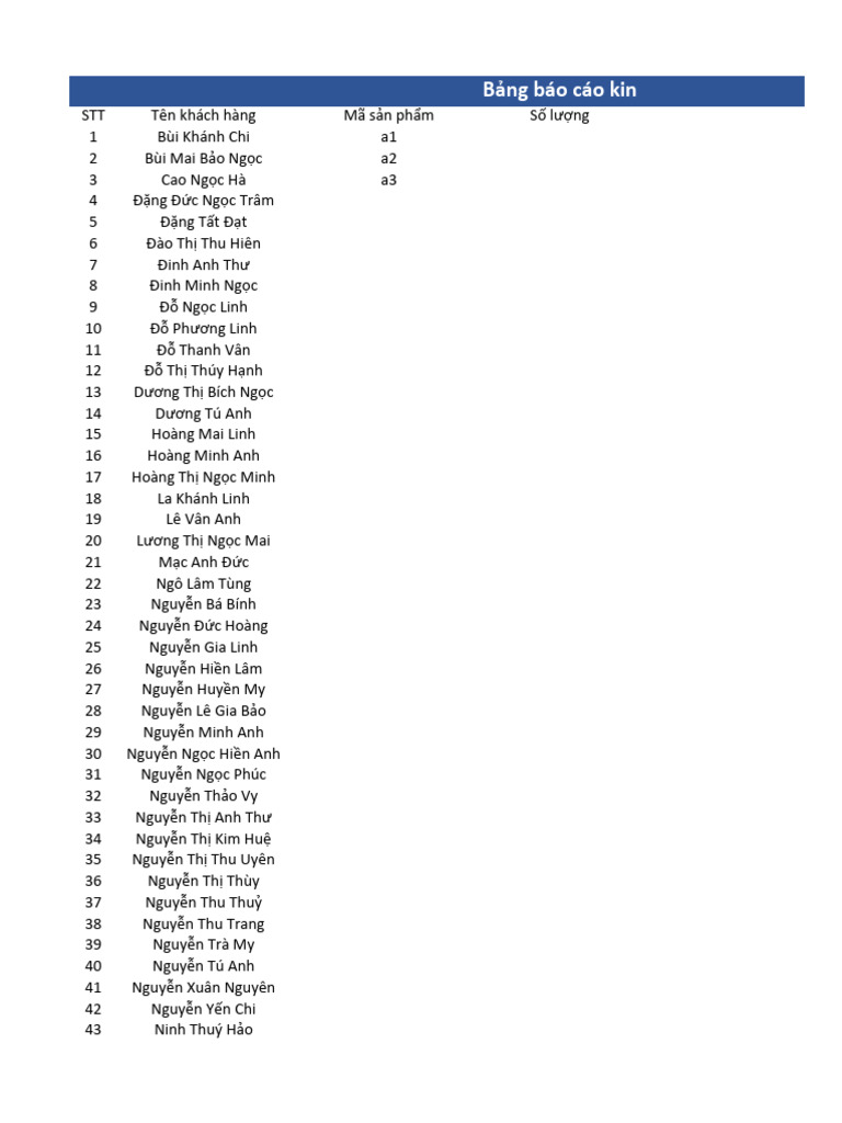 Bảng báo cáo bán hàng | PDF