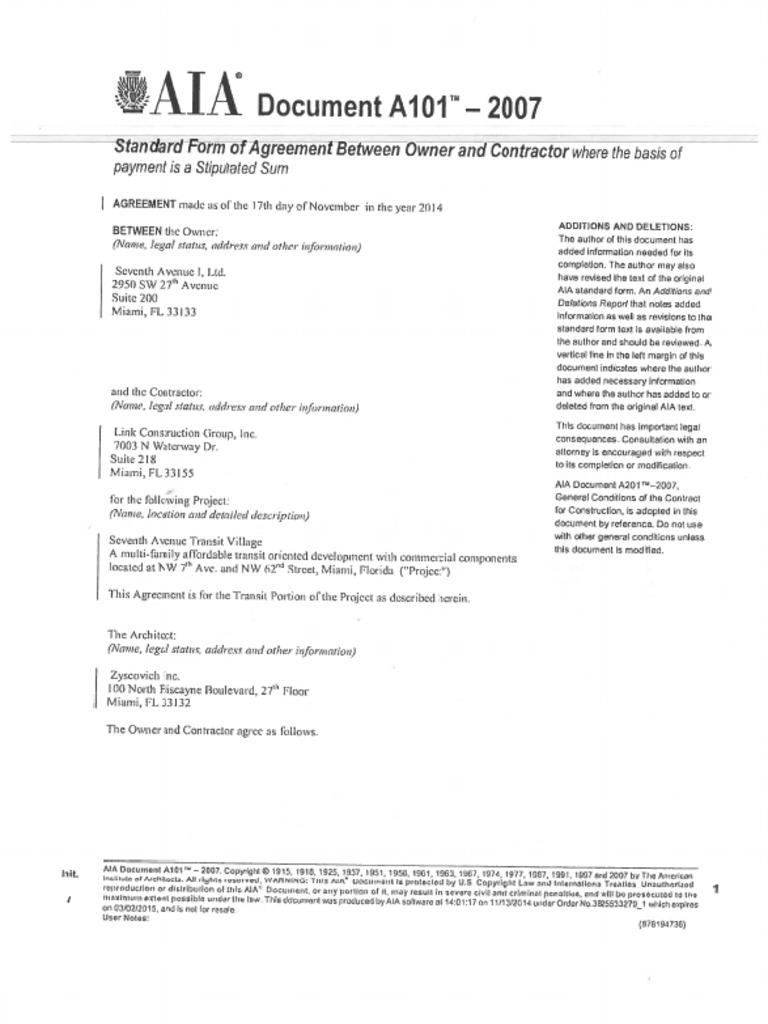 Exhibit g Aia Standard Form Agreement | PDF