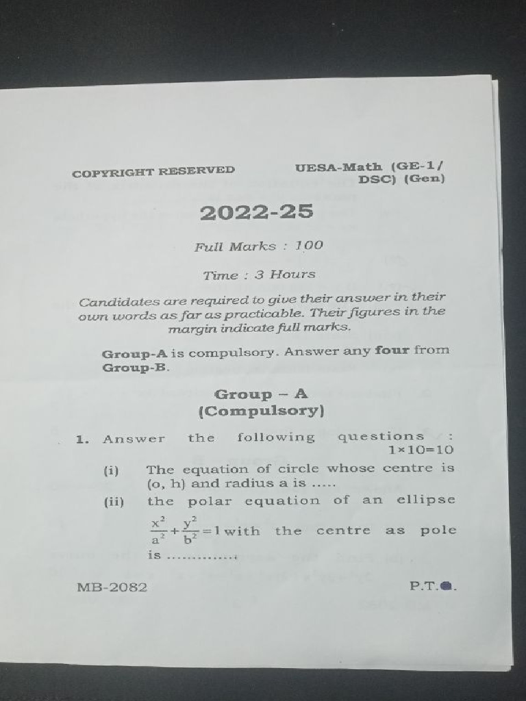 Sem 01 Mathmatics (Pyq) | PDF