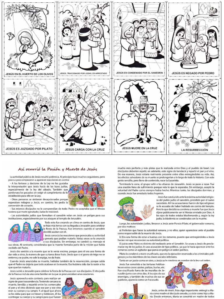 SEMANA SANTA Texto y Coloreables | PDF