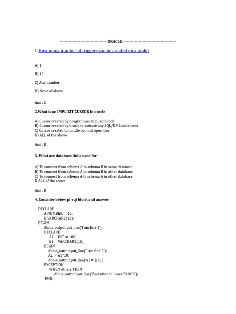 1 - Production Support Questionnaire | PDF | Pl/Sql | Computer Programming