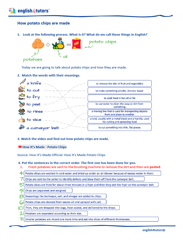 How Potato Chips Are Made - Teacher's Version | PDF | French Fries ...
