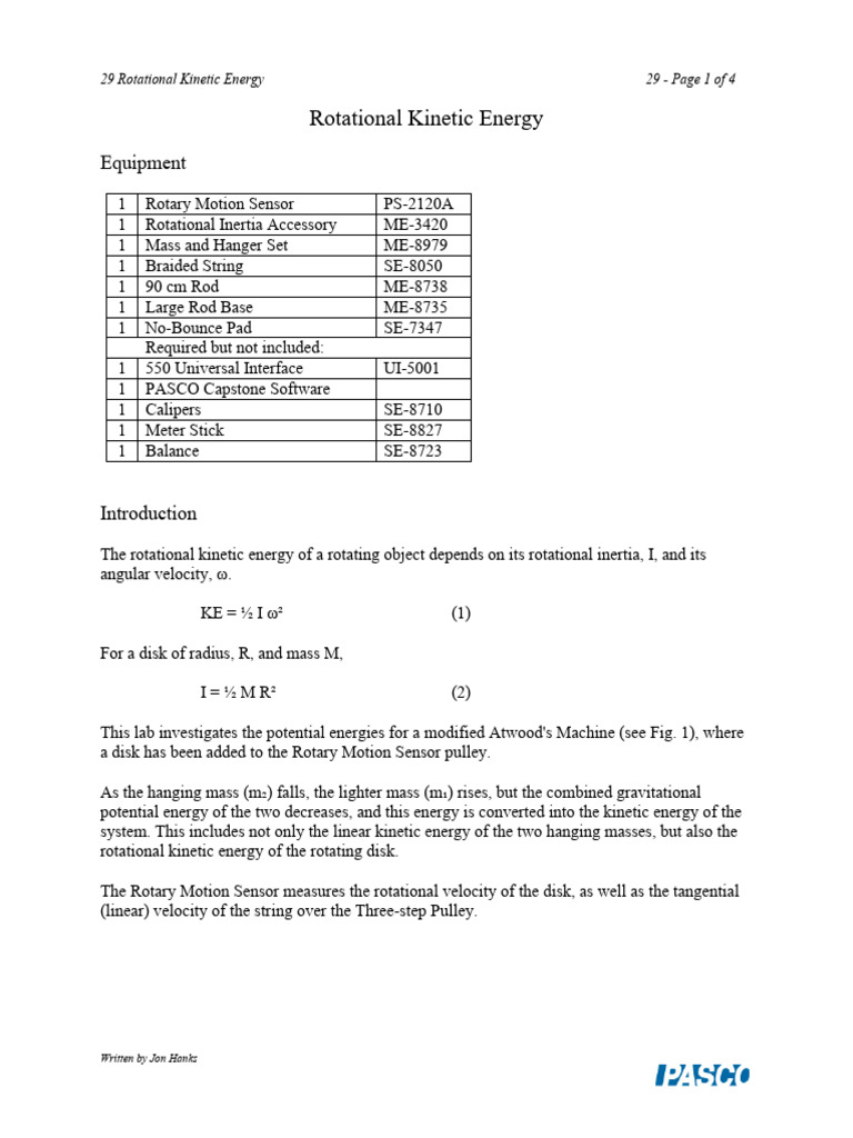 29 Rotational Kinetic Energy | PDF | Rotation Around A Fixed Axis ...