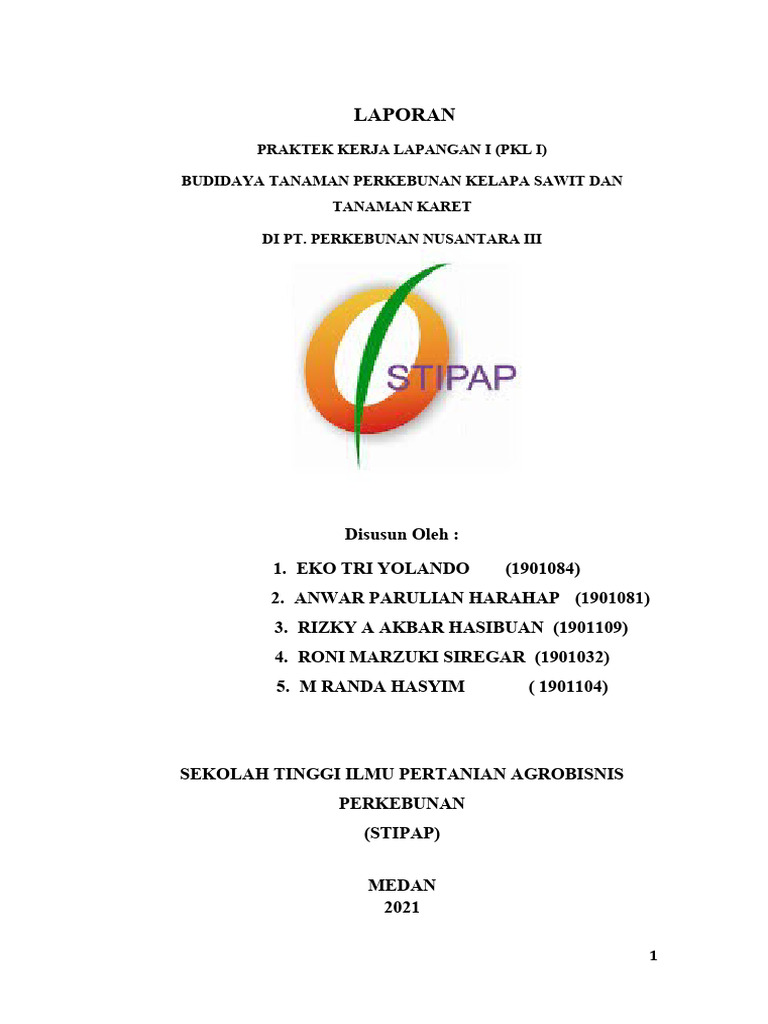 Laporan PKL 1 | PDF | Karier & Perkembangan | Sains & Matematika