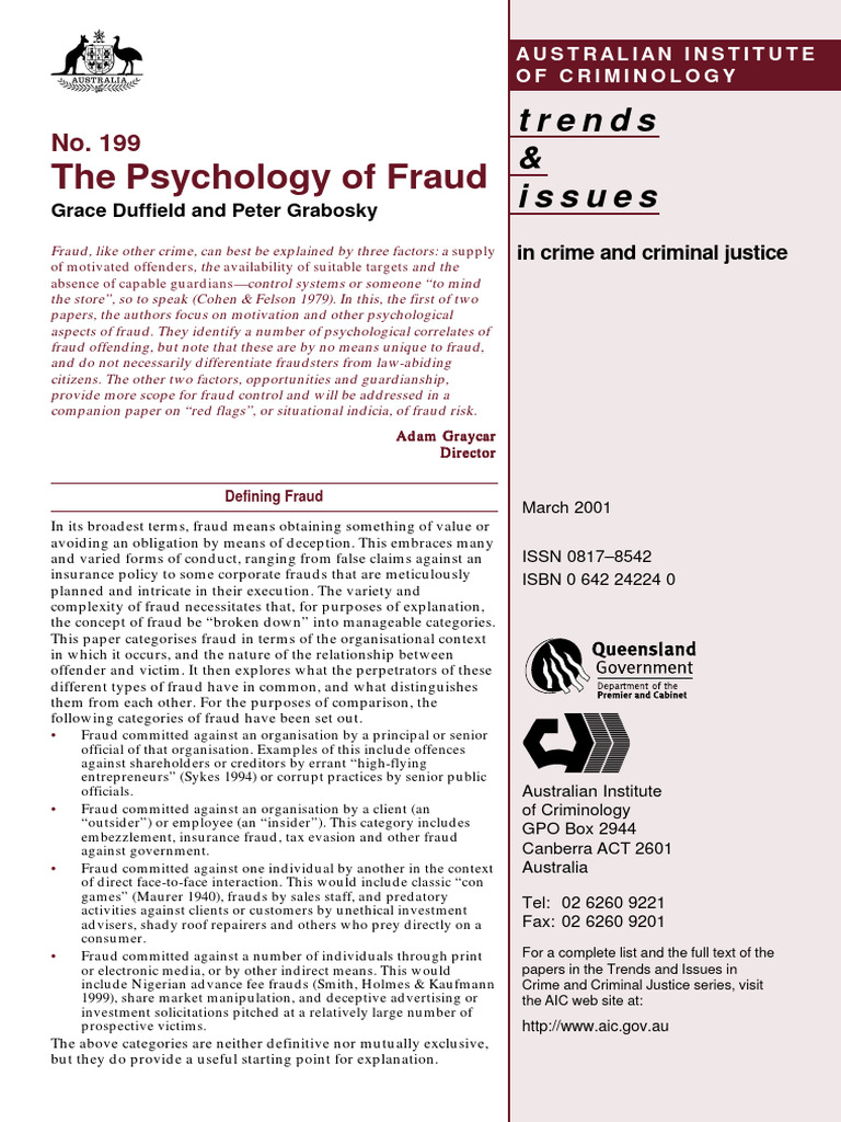 Psychology and Motivation in Fraud | PDF | Crimes | Crime & Violence