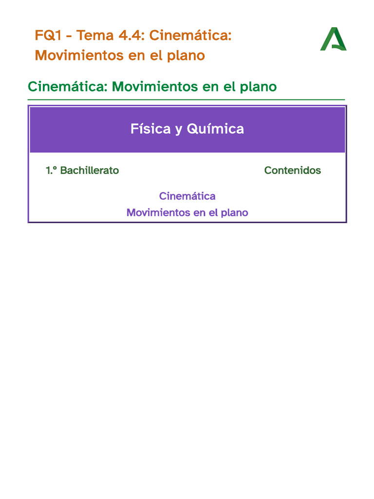 FQ1 - Tema 4.4 Cinematica Movimientos en El Plano | PDF | Velocidad | Aceleración