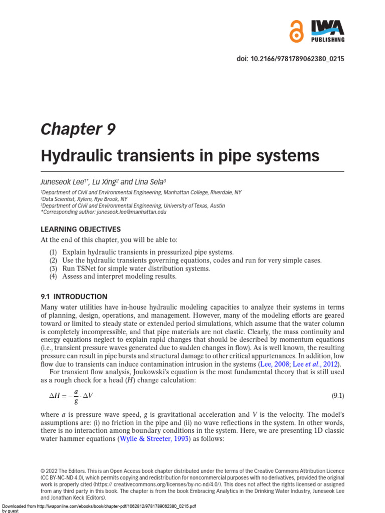 Hydraulic Transients Pipe Systems | PDF | Liquids | Partial Differential Equation