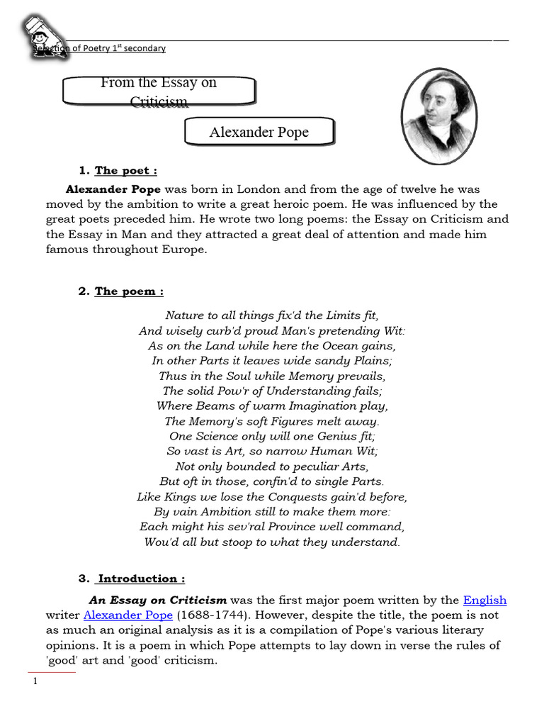 Analysis of Pope's Essay on Criticism | PDF | Poetry | Rhyme