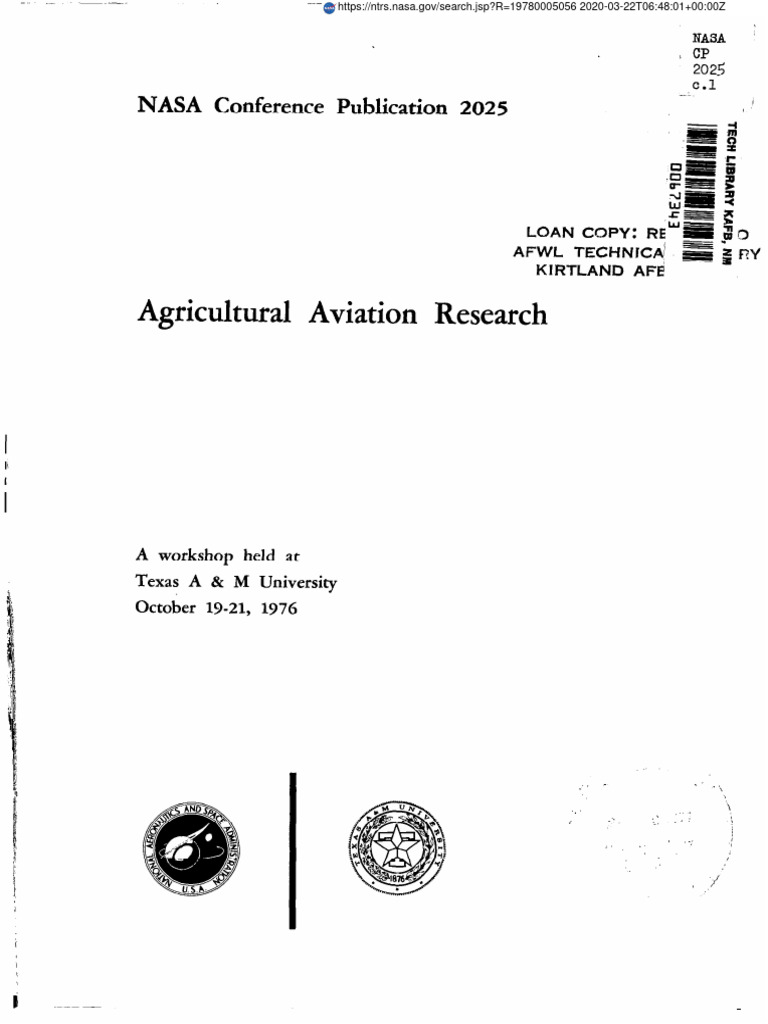 NASA Conference Publication: A Workshop Held at Texas A & M University ...