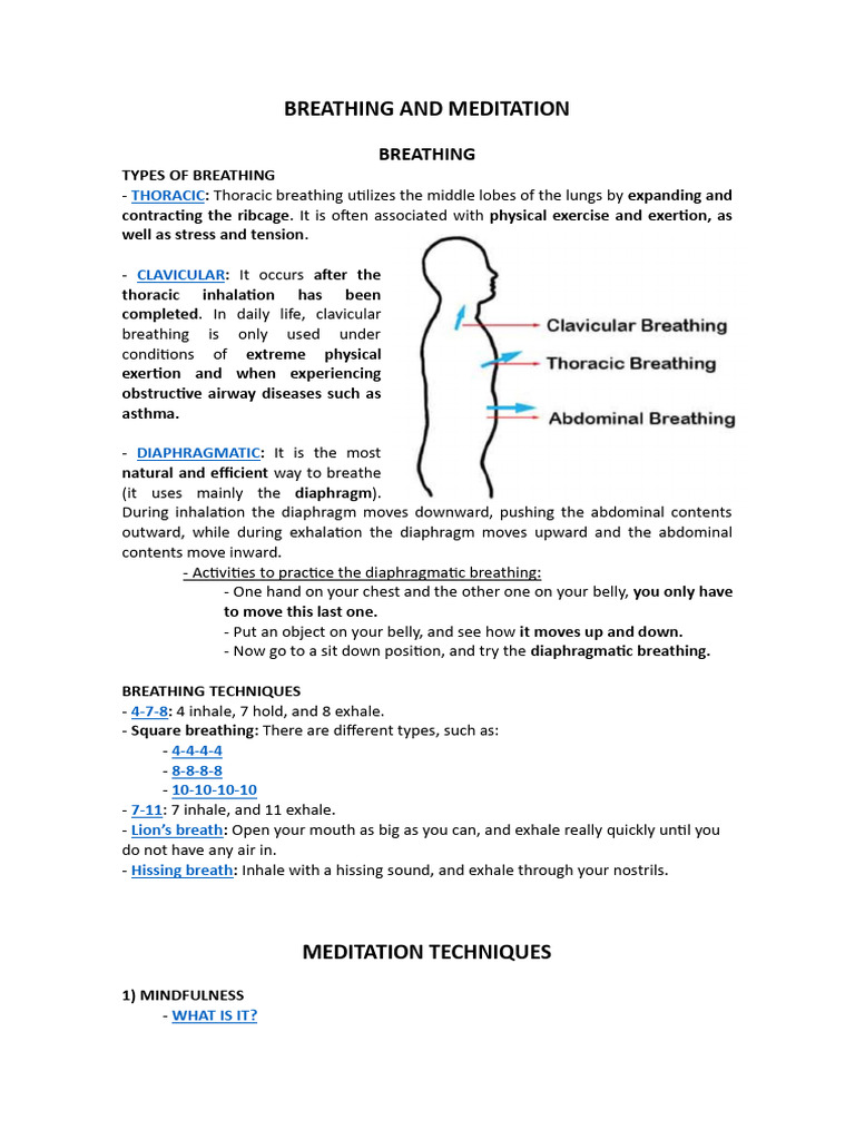 Breathing and Relaxation Notes | PDF | Breathing | Exhalation