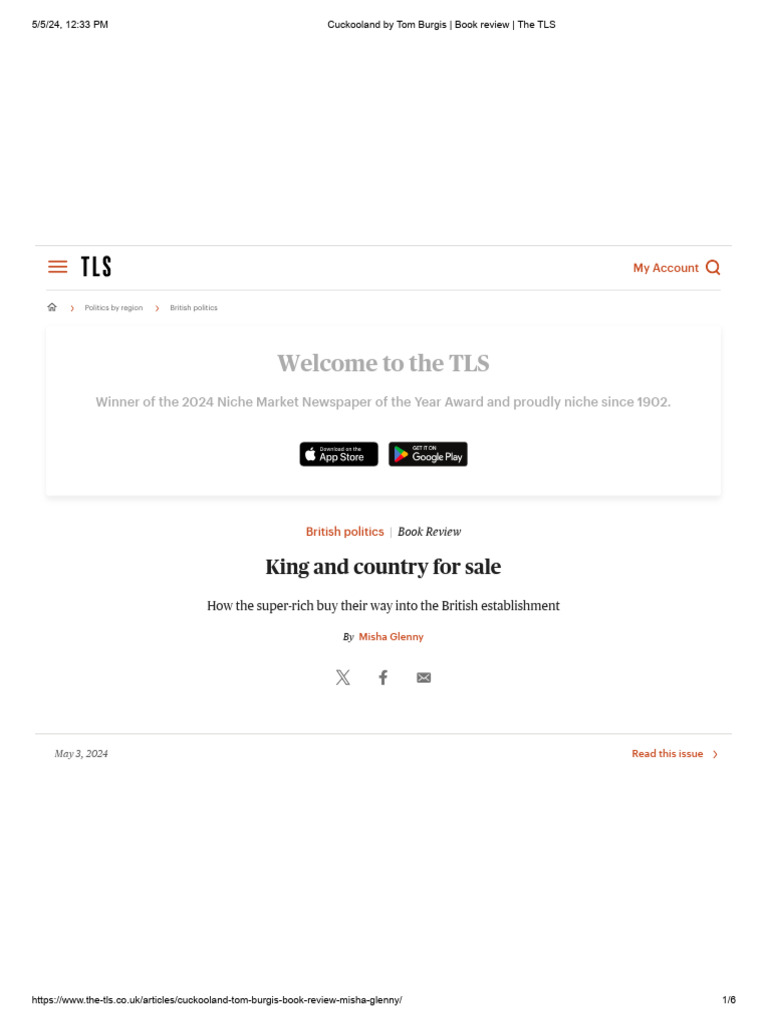 Cuckooland by Tom Burgis - Book Review - The TLS | PDF