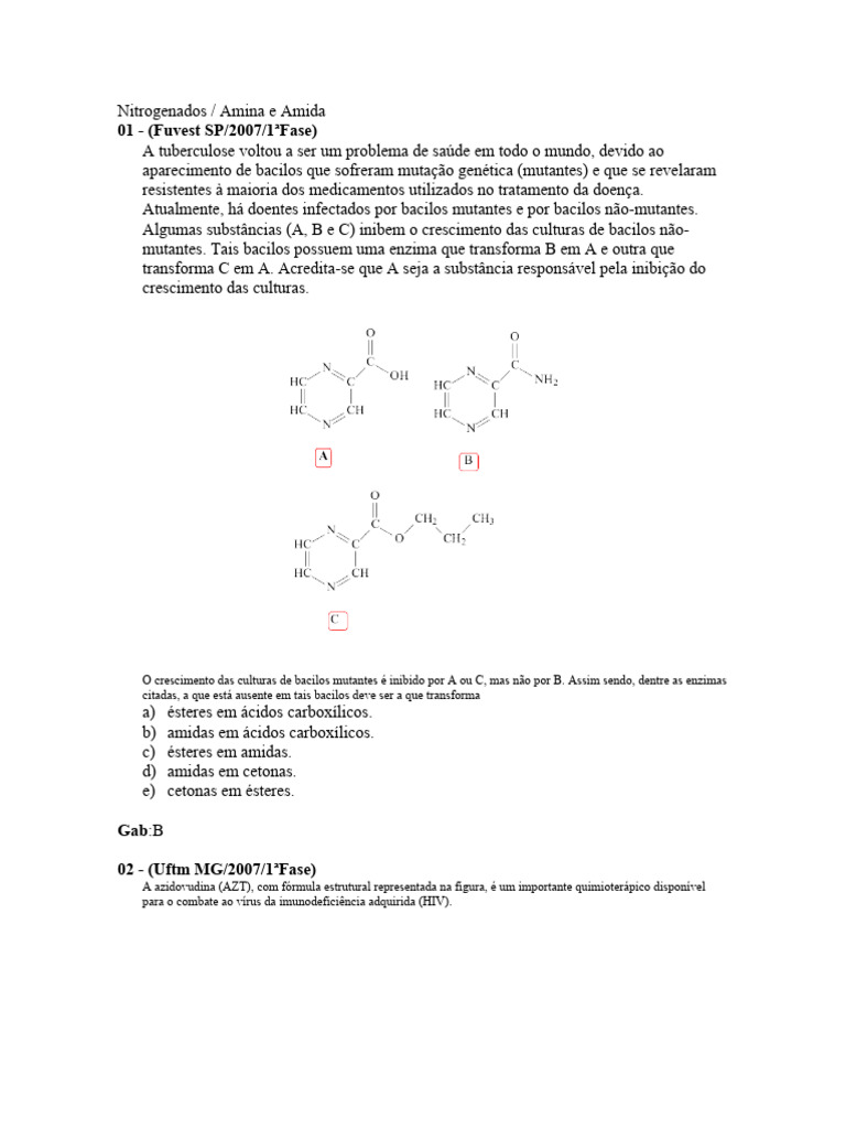 Nitrogenados Amina Amida Download Grátis Pdf Amina Éster 