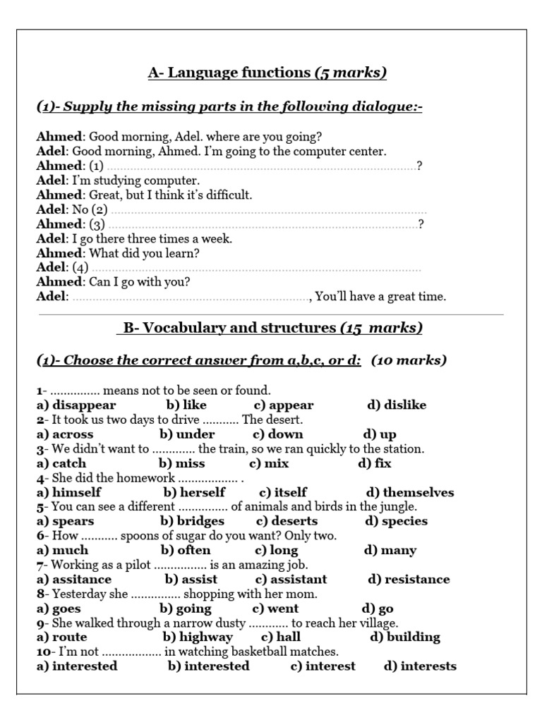 Language Functions and Comprehension Exercises | PDF | Soil | Natural ...
