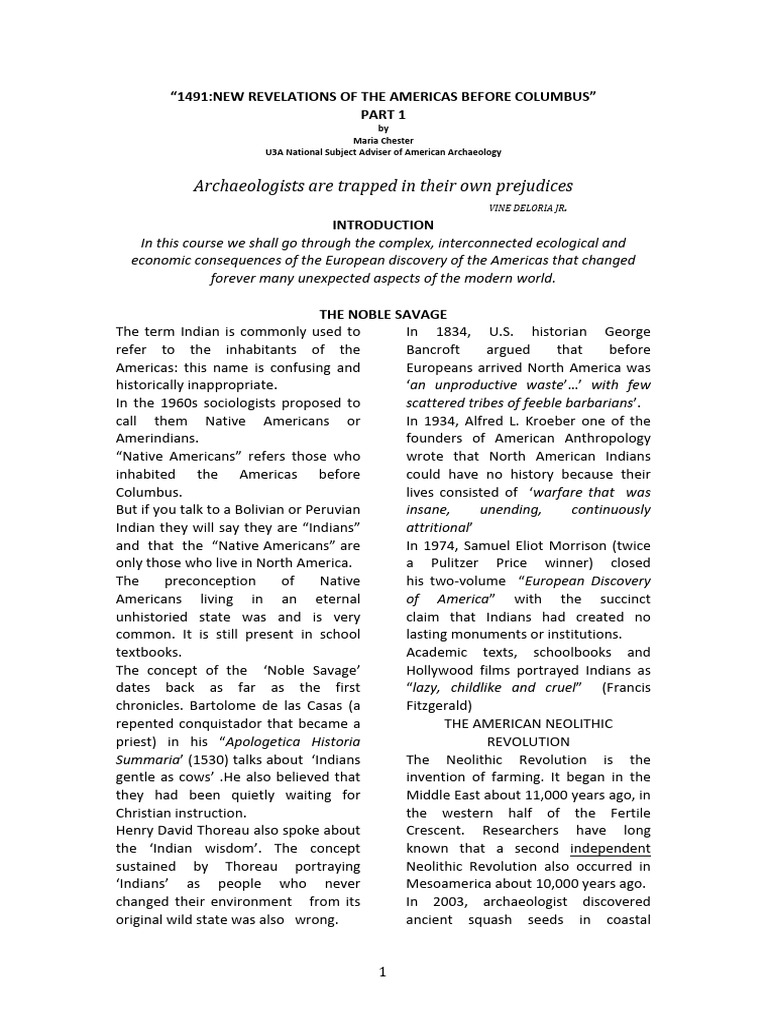 1491 New Revelations of The Americas Be | PDF