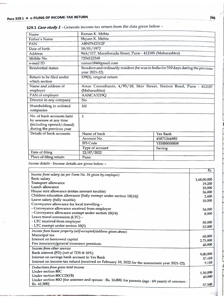 Income Tax Case Study PDF | PDF