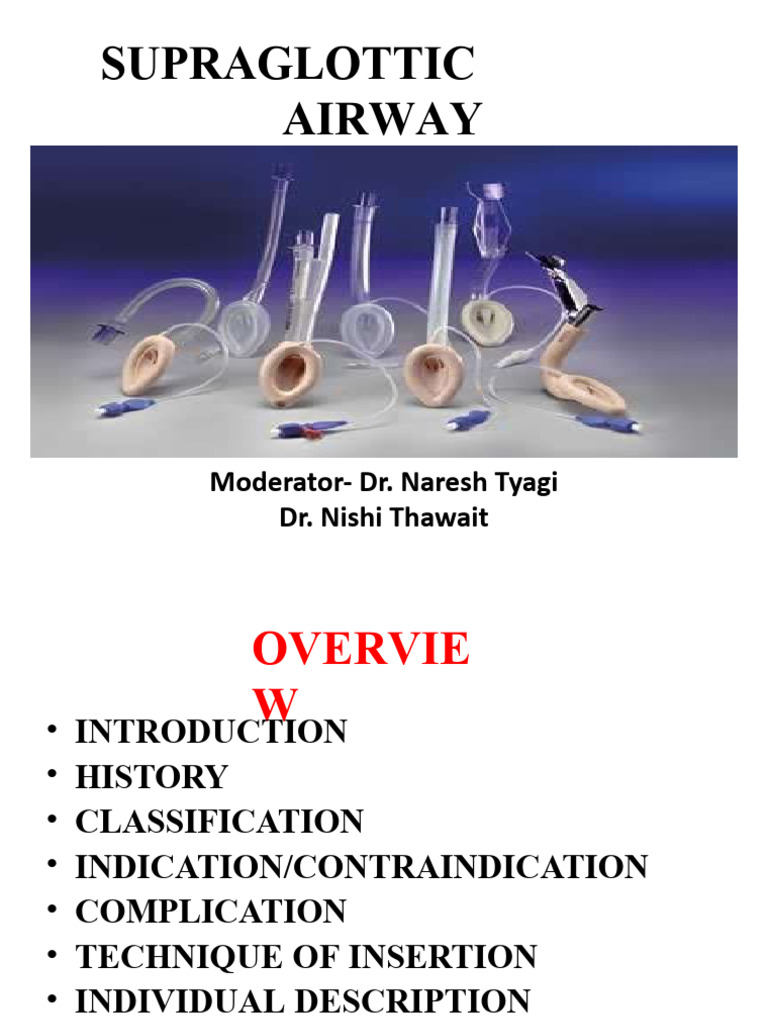 Supraglottic Airway Devices: Moderator-Dr. Naresh Tyagi Dr. Nishi ...