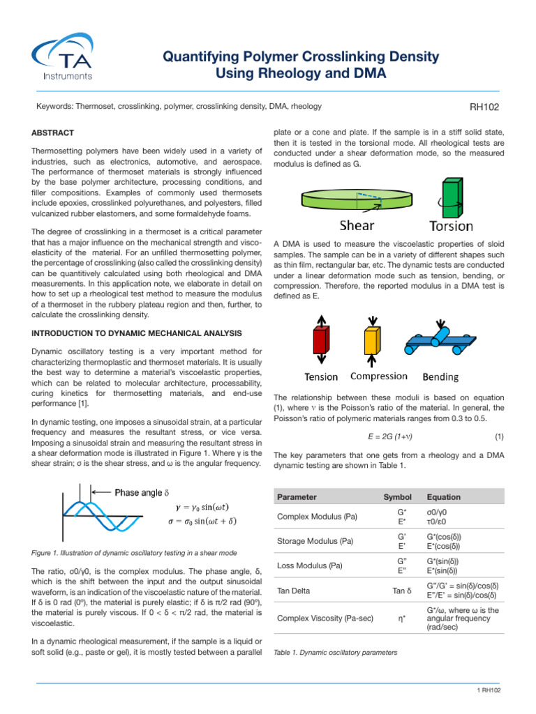 Crosslinking Density Using DMA | PDF | Cross Link | Rheology