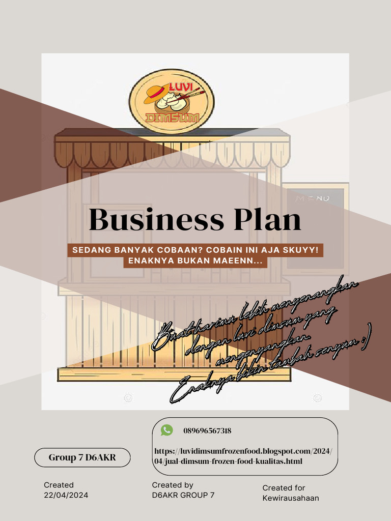 Business Plan Kelompok 7 KWU Luvi Dimsum | PDF