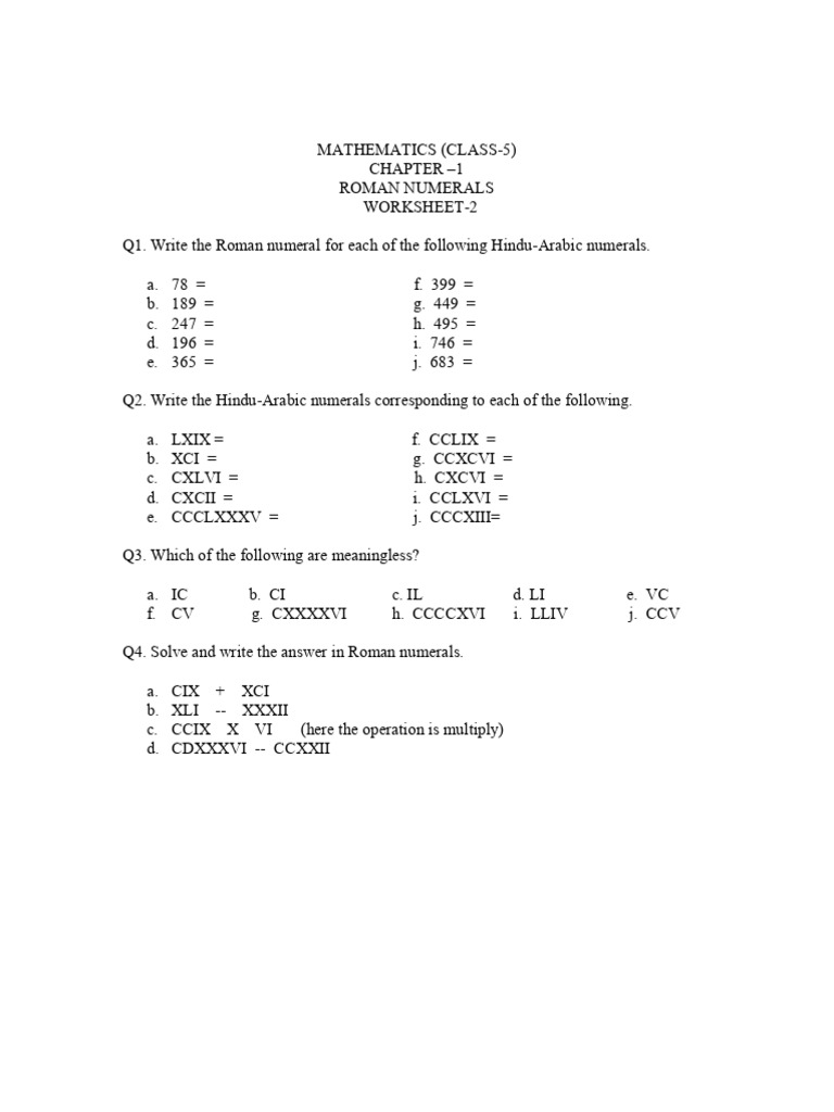 Maths Assignment Worksheet Class 5 | PDF